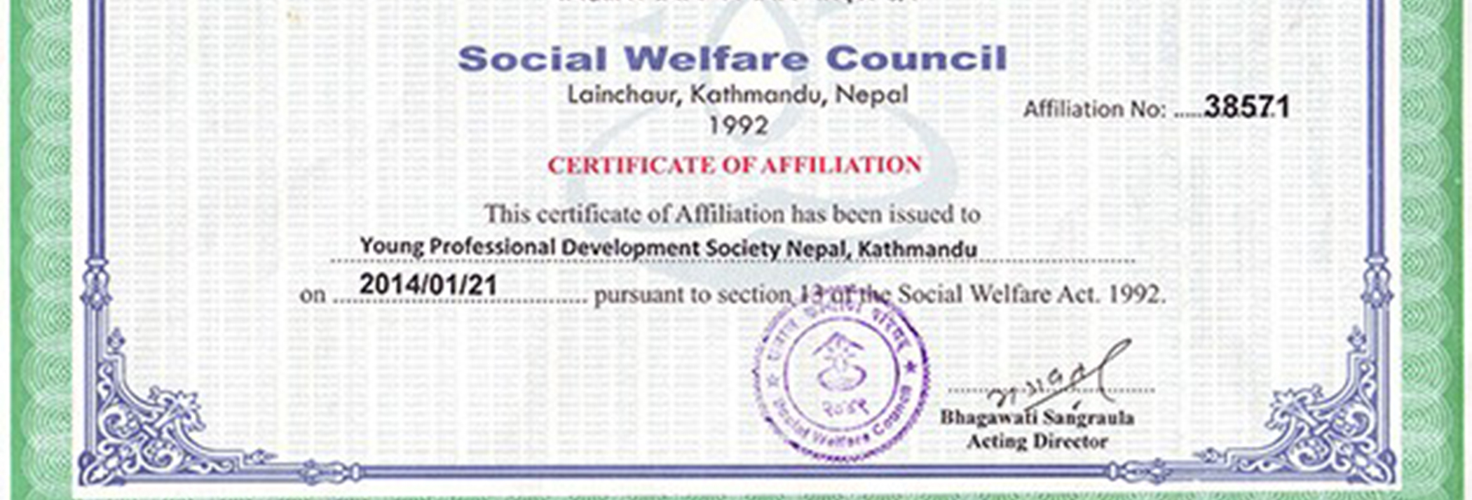 Legal Status - Young Professional Development Society Nepal